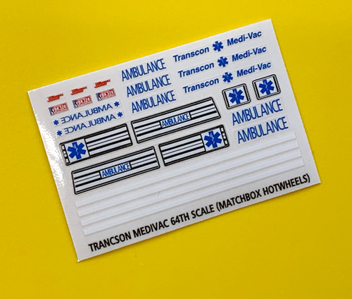 Cannonball Run Transcon Medi-Vac 64th scale sticker decal ...