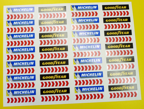 SLOT CAR SCALEXTRIC 1/32nd Barrier stickers decals Michelin chevrons ...