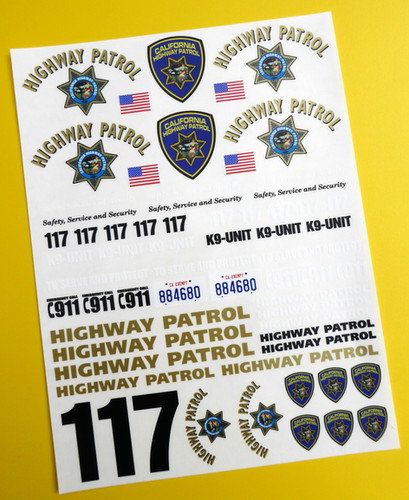 RC 24th SCALE CALIFORNIA HIGHWAY PATROL 'CHiPs' police Decals Stickers ...