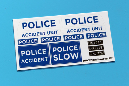 DINKY 'TRANSIT POLICE ACCIDENT UNIT' 287 sticker decal reproductions ...