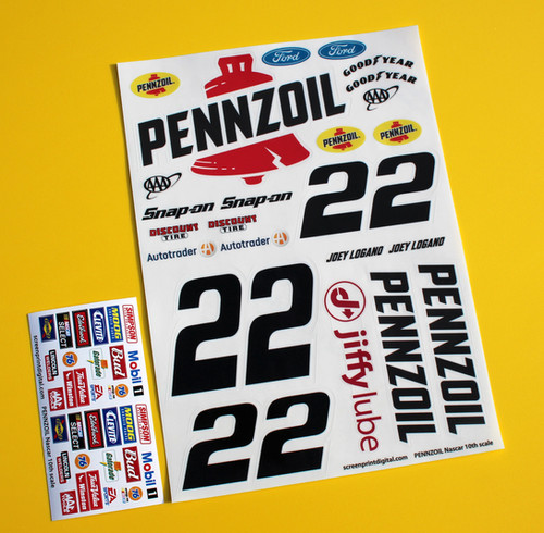 RC Nascar 10th scale 'PENNZOIL' car 22 Logano stickers decals Tamiya ...
