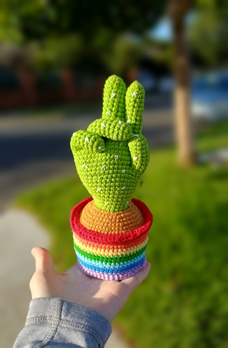 Rainbow Peace Sign Crochet Cactus | Hello Crochet