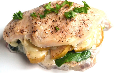 Chicken stuffed with imported Swiss cheese, apples and spinach - feeds ...