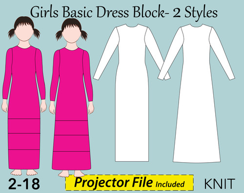 Girl's Basic Dress Block Sewing Pattern Sizes 2-18 | rayena