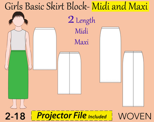 Girl's Woven Basic Skirt Block Sewing Pattern Sizes 2-18 | rayena