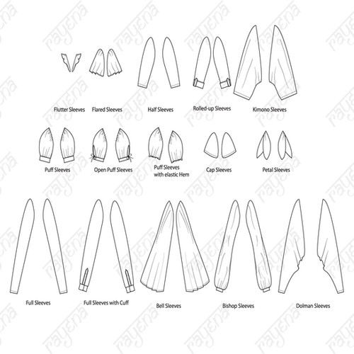 Sleeves Fashion Flat Library Pack - ADOBE ILLUSTRATOR | rayena