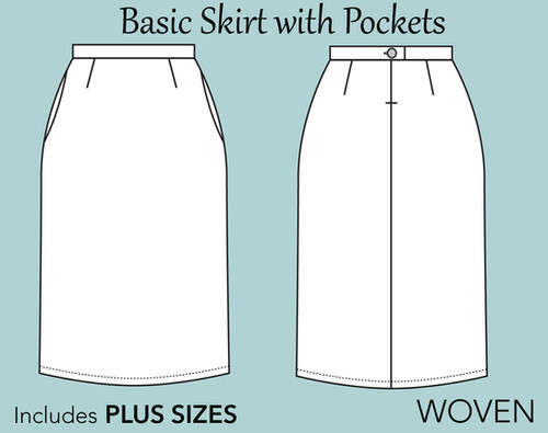 Women's Basic Skirt Block Sewing Pattern XS-6X | rayena