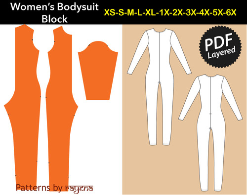 Bodysuit PDF pattern Women’s XS-6X | rayena