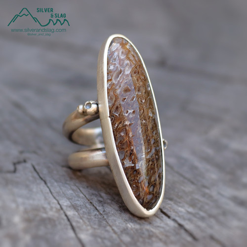 Pacific Coast Inspired Fossil Whalebone Statement Ring - Size 7.5 ...