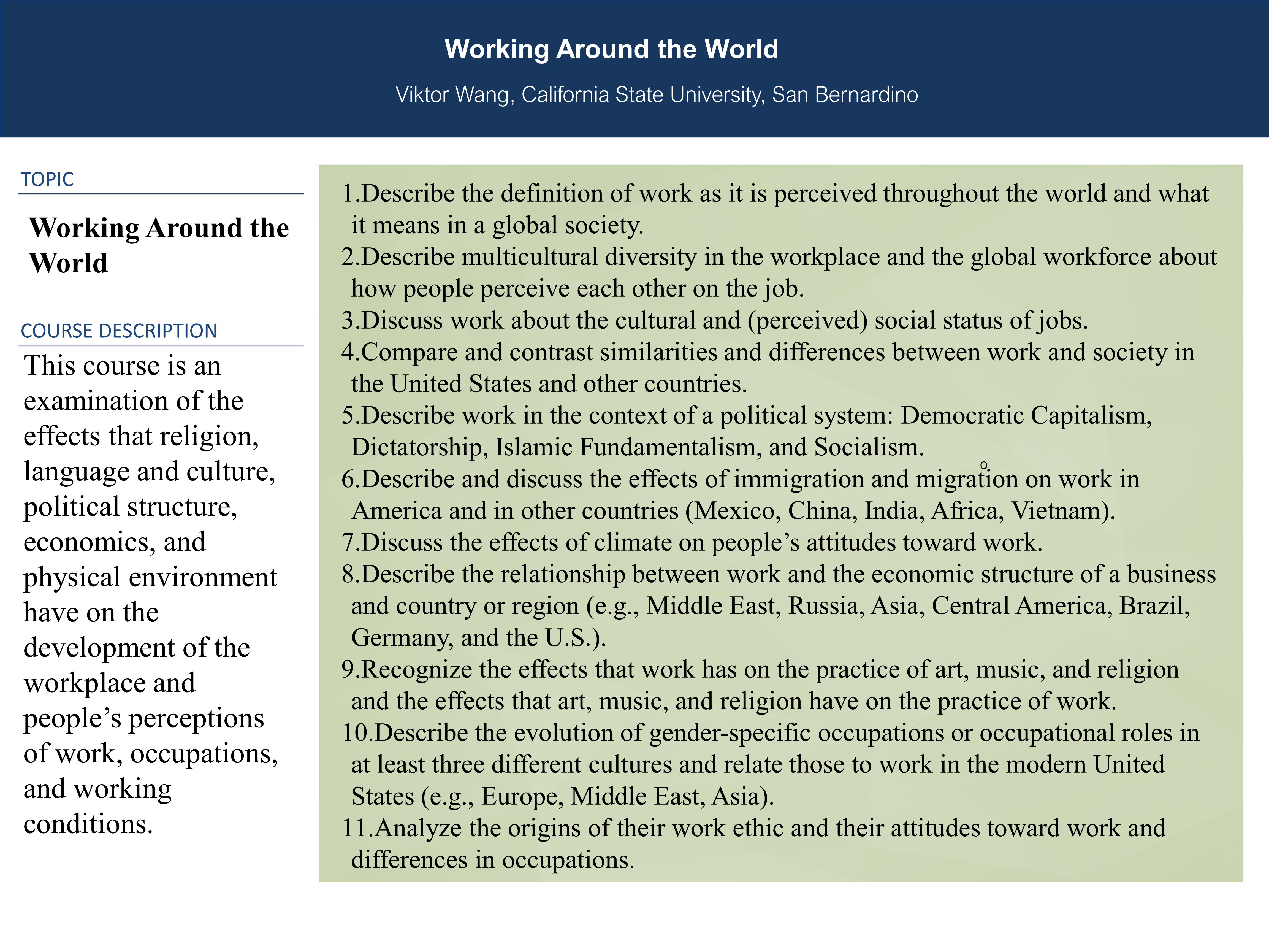 Working Around the World