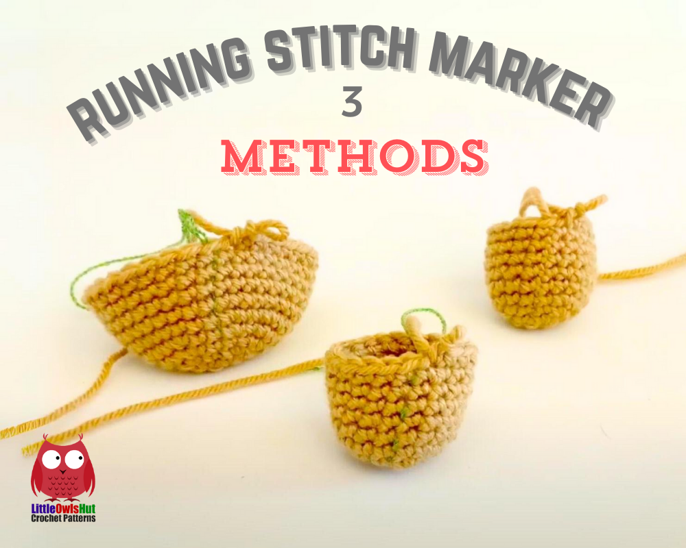 How to use a scrap of yarn as a running stitch marker. 3 different ways.