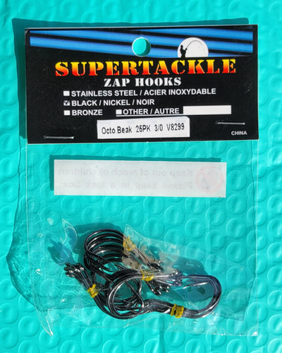 SUPERTACKLE ZAP HOOKS 25 pk Octo Beak (available in 3/0 $5, 4/0 $5.5 or ...