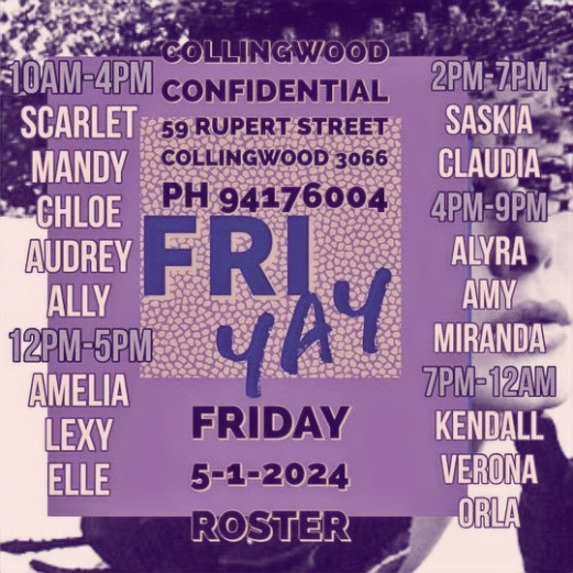 Friday 5th January 2024: ROSTER at Collingwood Confidential