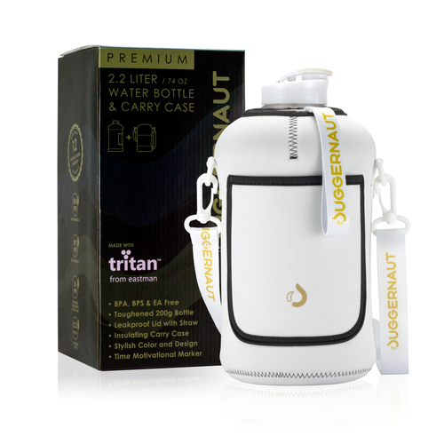 Glacier White - JUGGERNAUT 2.2L Half Gallon Water Bottle with Carry ...