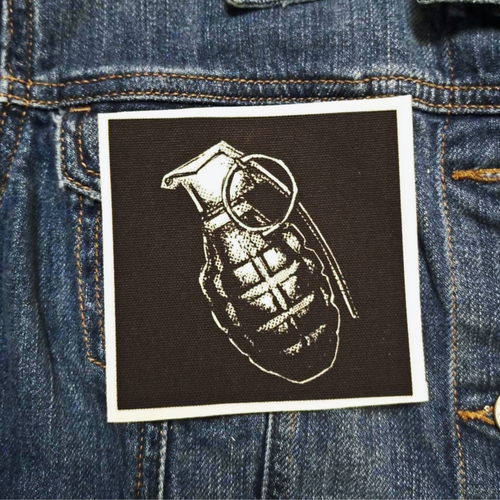 Grenade Black and white Canvas Patch | Lewis Mayhem