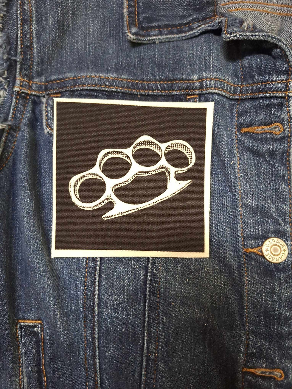 Brass Knuckles Black and white Canvas Patch | Lewis Mayhem