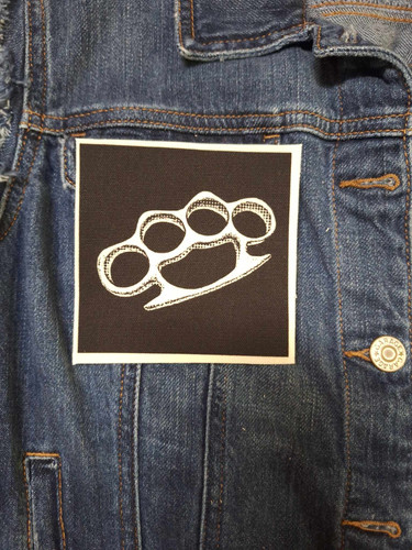 Brass Knuckles Black and white Canvas Patch | Lewis Mayhem