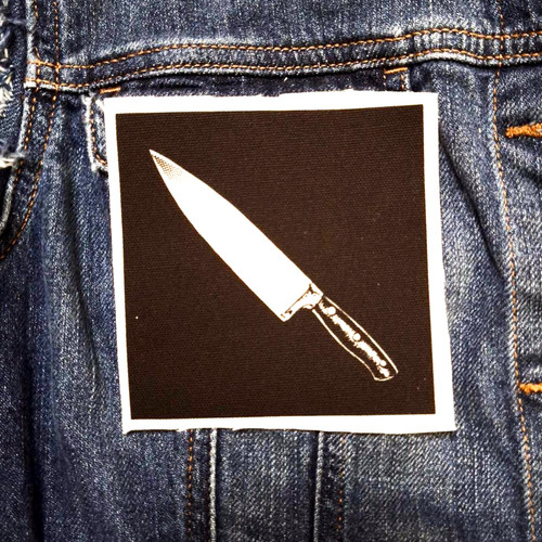 Knife Black and white Canvas Patch | Lewis Mayhem