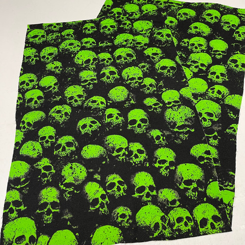 Skull Print Fabric- Green - (for side panels) | Lewis Mayhem