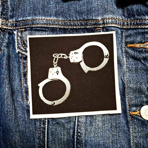 Handcuffs Black and white Canvas Patch | Lewis Mayhem