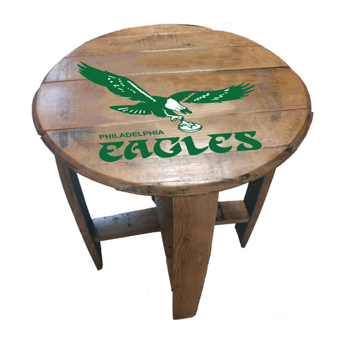 Vintage Philadelphia Eagles Oak Barrel Table | Fan Life