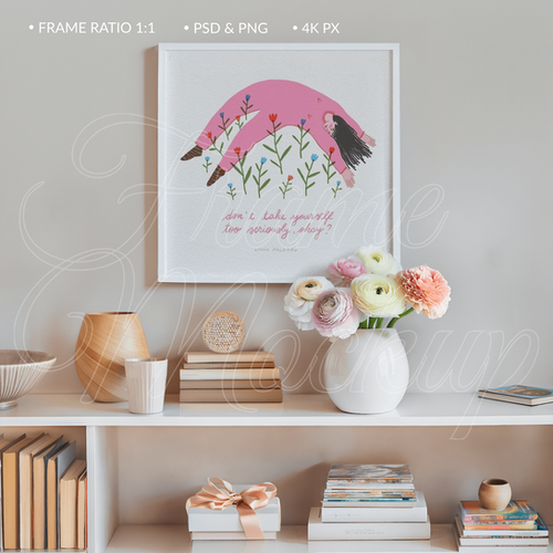 S251 White Frame Mockup for Poster | 1x1 Ratio | Close-up ...