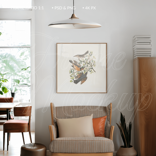 S248 Wooden Frame Mockup for Poster | 1x1 Ratio | Contemporary Interior ...