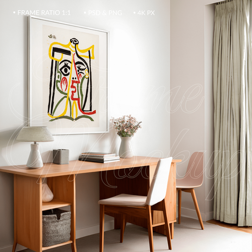 S249 White Frame Mockup for Poster | 1x1 Ratio | Contemporary Study ...