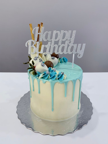 Baby Blue Drip Cake | Rini's Cakes