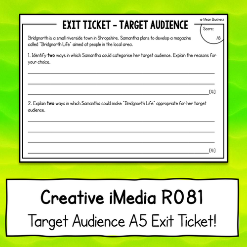 Creative iMedia Target Audience A5 Exit Ticket | Mean Business