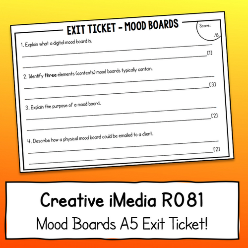 Creative iMedia Mood Boards A5 Exit Ticket | Mean Business