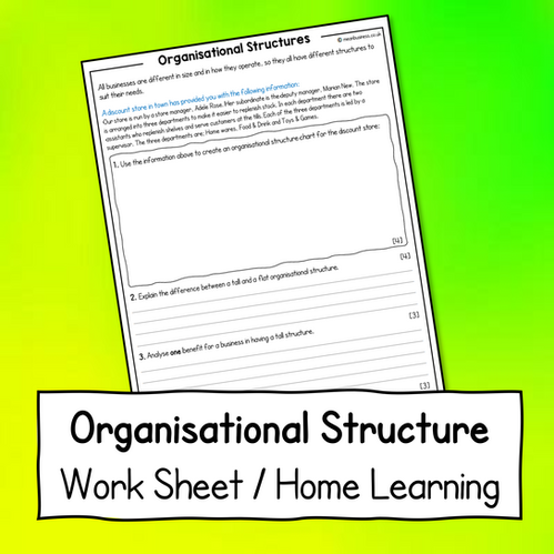Organisational Structures Worksheet | Mean Business