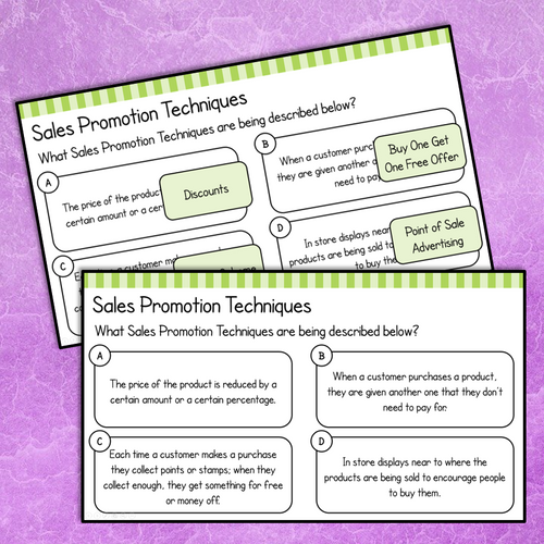 Sales Promotion Techniques Do Now / Starter Activity | Mean Business