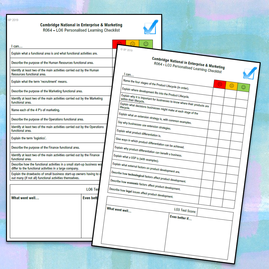 R064 Personalised Learning Checklists (ALL LOs) | Mean Business