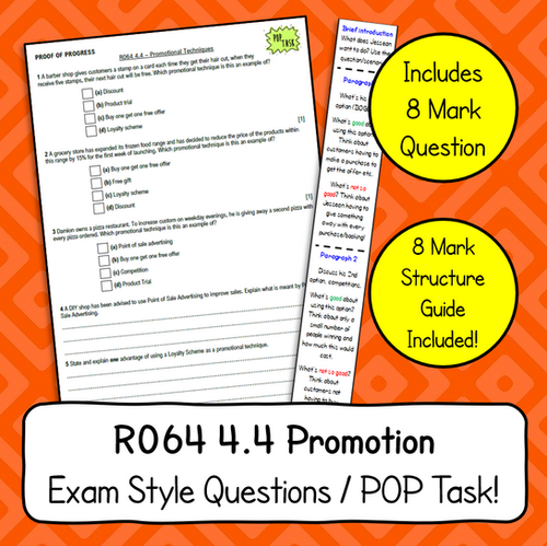 Promotional Techniques Exam Style Questions & 8 Mark Structure Strip ...