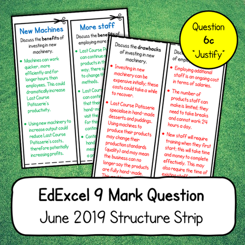 EdExcel 9 Mark Structure Strip (Business 1, June 2019, Question 6c ...