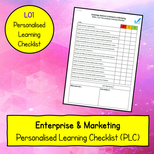 R064 LO1 Personalised Learning Checklist (PLC) | Mean Business