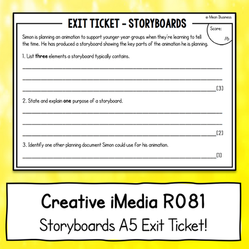 Creative iMedia Storyboards A5 Exit Ticket | Mean Business