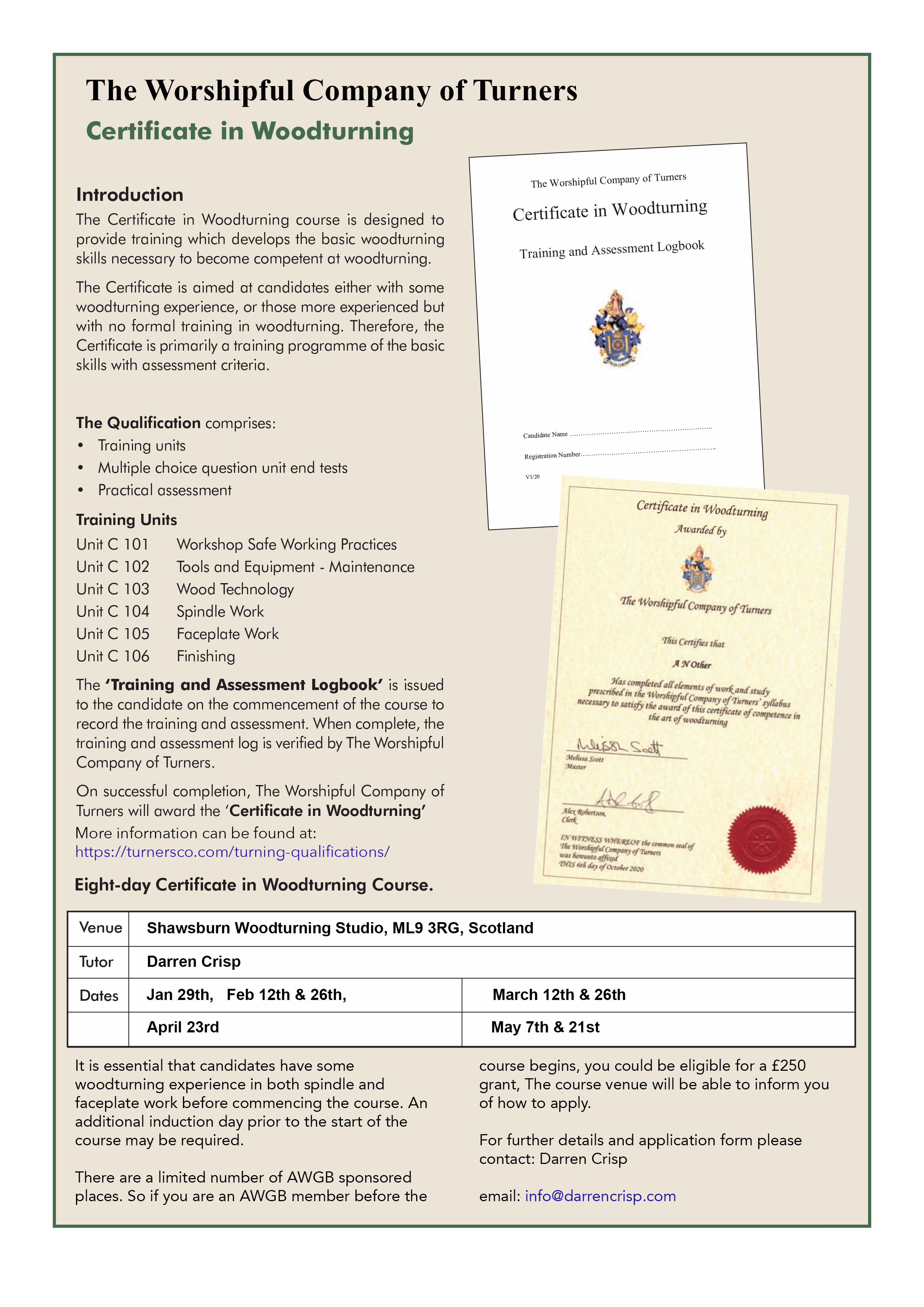 WCT Certificate in Woodturning | Darren Crisp Turner