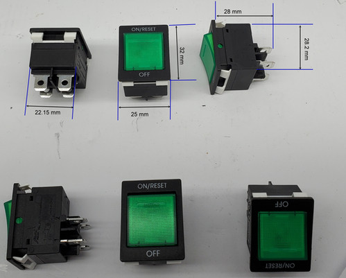7 Amp Switch Thermal Overload Circuit Breaker Rocker Lighted Green ...