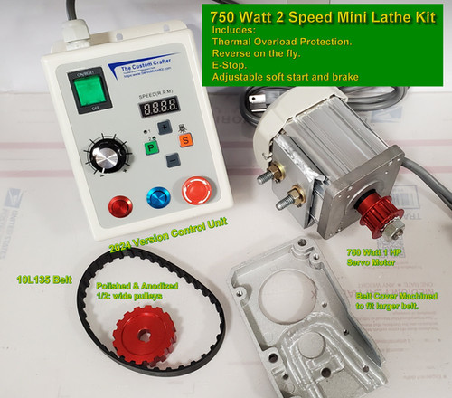 Mini Metal Lathe 2 speed 750W Servo Motor Upgrade Kit. Grizzly Harbor ...