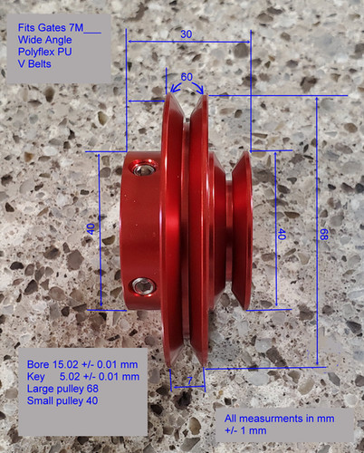 Bolton Metric Stepped Pulley for Gates 7 mm wide angle Poleyflex Belts ...