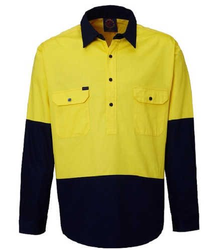 Closed Front 2 Tone Work Shirt | ozsafetyproducts