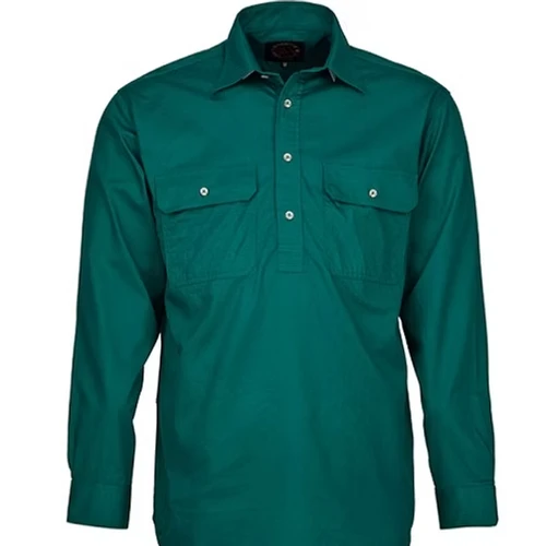 Pilbara Collection Men's Closed Front Work Shirt Green | ozsafetyproducts
