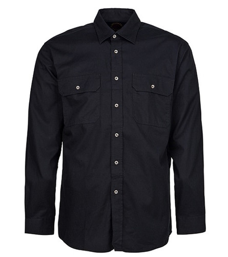 Pilbara Collection Men's Open Front Work Shirt Black | ozsafetyproducts