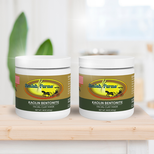 Kaolin Bentonite Facial Clay Mask (2 Pack) | Amish Farm Soap