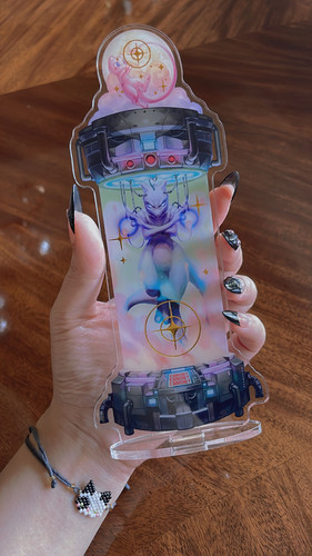 [Mewtwo + Mew] Gold Foil 7" Acrylic Standee with LED Base | Darqprism Arts