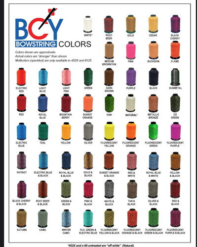 BCY Color Chart | Hooked Up Bowstrings