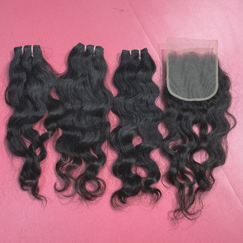 Raw Wavy Hair Bundles with HD Closure for Effortless Style