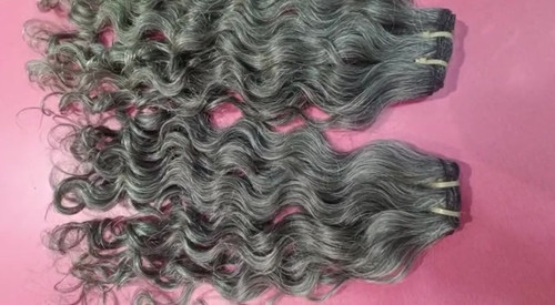 Natural Grey Curly Human Hair Extensions | ARROW EXIM